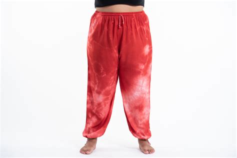 Plus Size Tie Dye Drawstring Womens Yoga Massage Pants In Red Harem