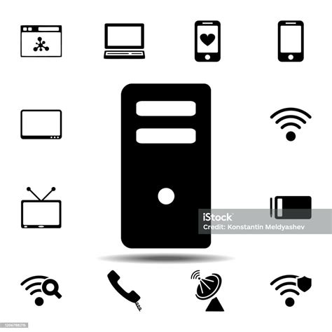 電腦案例圖示為 Ui 和 Ux網站或移動應用程式設定的技術圖示的簡單字形向量元素向量圖形及更多中央處理器圖片 中央處理器 互聯網 商務