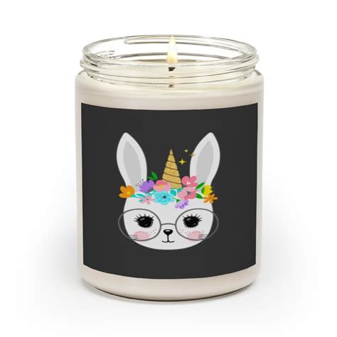 Cute Easter For Girls Funny Nerd Rabbit Unicorn Easter Scented Candles