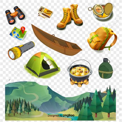 복고풍 스타일 캠핑 장면배낭풍경백팩 Png 일러스트 무료 다운로드 Lovepik