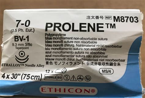 New Ethicon M8703 Prolene Blue Monofilament Non Absorbable Suture 7 0
