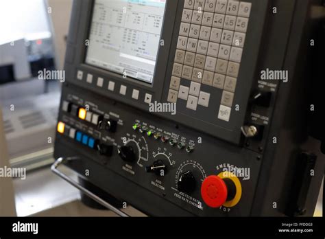 CNC Control Panel Of Metalworking Machining Center Selective Focus Stock Photo Alamy