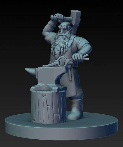 Dwarf Blacksmith Miniature 3d Model 3d Printable Cgtrader