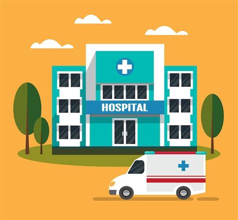 Bâtiment Hospitalier Concept Médical Dans Un Style Plat Vecteur Premium