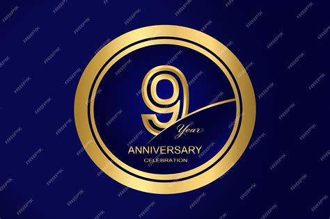 Premium Vector 9 Year Anniversary Logo Golden Color Vector Template