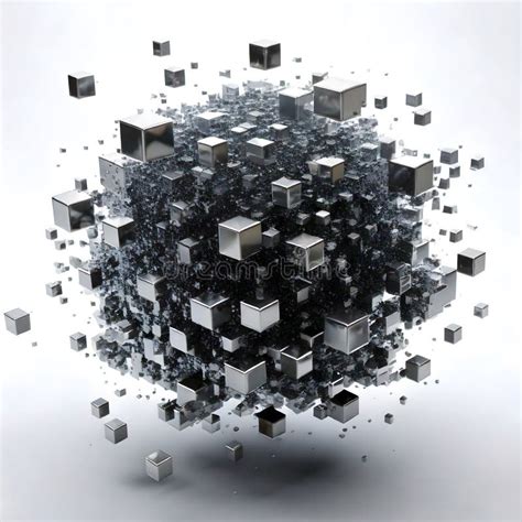 Floating Metal Cubes Stock Illustration Illustration Of Design 378621859