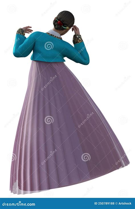 3d Asian Girl In Hanbok Stock Illustration Illustration Of Single