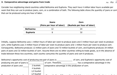 Solved 3 Comparative Advantage And Gains From Trade Aa Aa