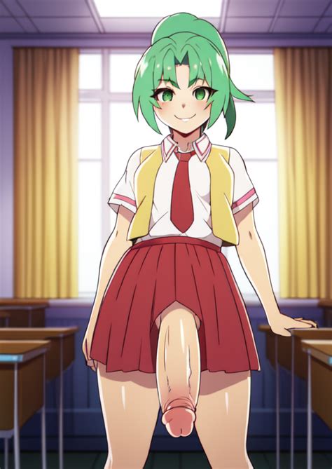 Rule 34 07th Expansion 1futa Ai Generated Futanari Green Eyes Green Hair Happy Higurashi No