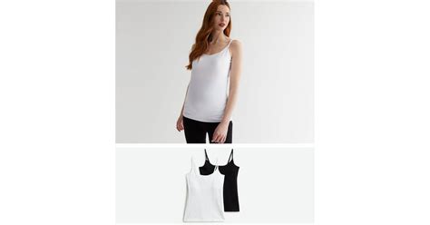 Maternity 2 Pack Black And White Jersey Nursing Camis New Look