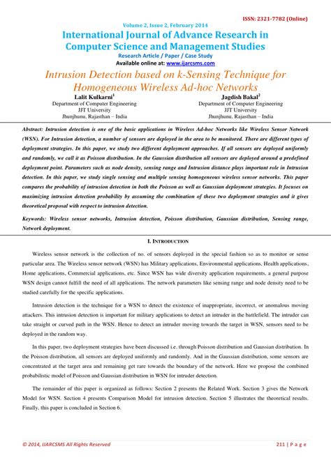 Pdf Intrusion Detection Based On K Sensing Technique For Homogeneous