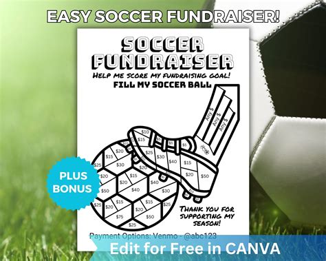 Editable Soccer Ball Fundraiser Soccer Fundraiser Soccer Team Fundraiser Editable In Canva