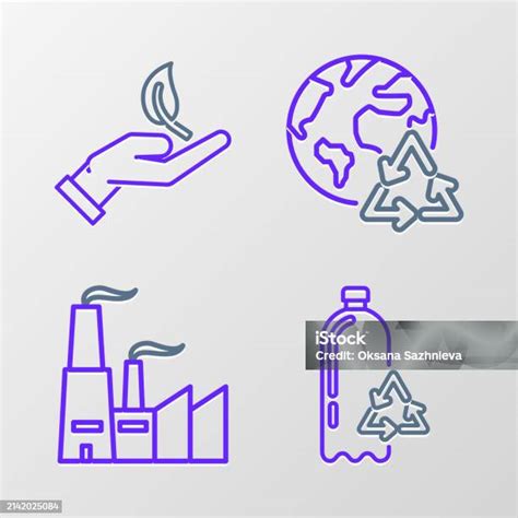 Set Line Daur Ulang Botol Plastik Pabrik Planet Bumi Dan Daur Ulang Dan