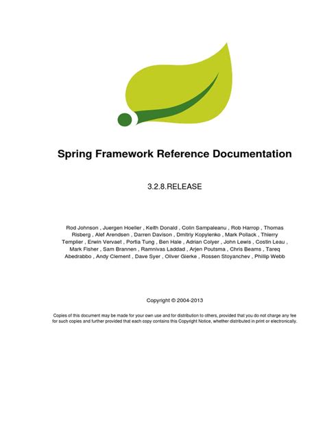 Spring Framework Reference Pdf Spring Framework Application