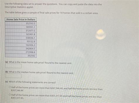 Solved Use The Following Data Set To Answer The Questions Chegg
