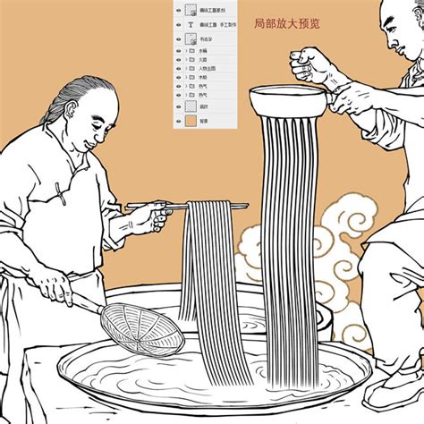 粉条 土豆粉条 红薯粉条 粉条加工 制作粉条 农家粉条 手绘插画 插图壁画 流程加工图 传统工艺 手工作坊 礼盒包装设计 古代人物 古法老字号 步骤图