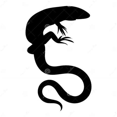 Stylized Lizard Black White Reptile Illustration Vector Logo Lizards