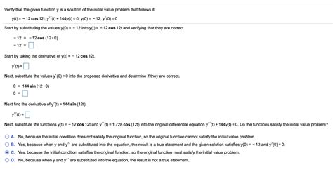 solved verify that the given function y is solution of the