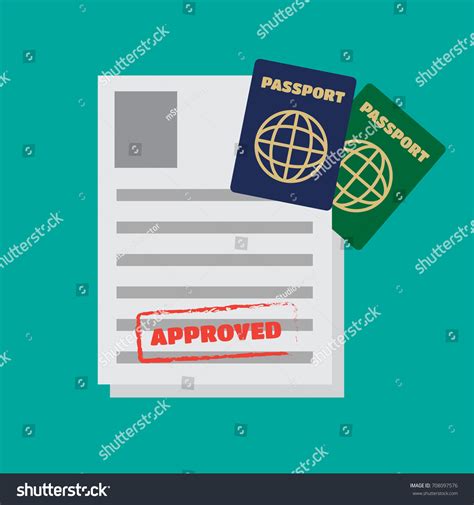 Visa Stamping Passport Visa Application Travel Stock Vector Royalty