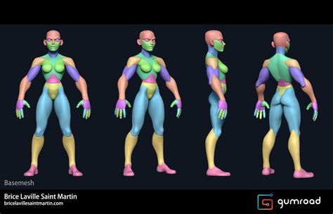 Artstation Stylized Body Basemesh Brice Laville Saint Martin Zbrush