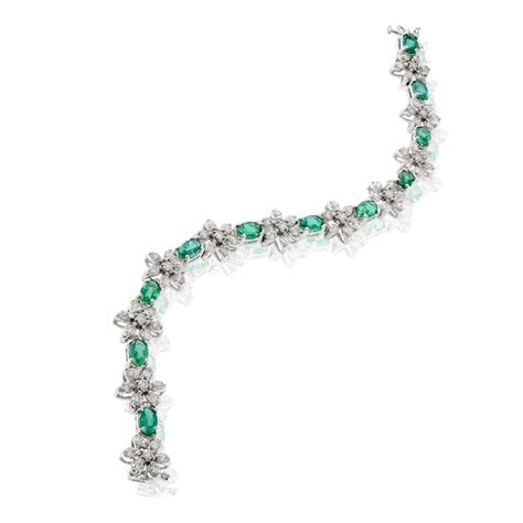 14kt White Gold Emerald Diamond Bracelet For Sale At 1stdibs