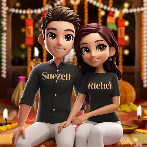 Cute Couple Cartton Premium Ai Generated Image