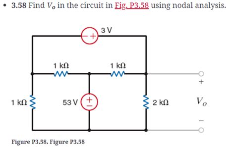 solved 3 58 find vo in the circuit in fig p3 58 using
