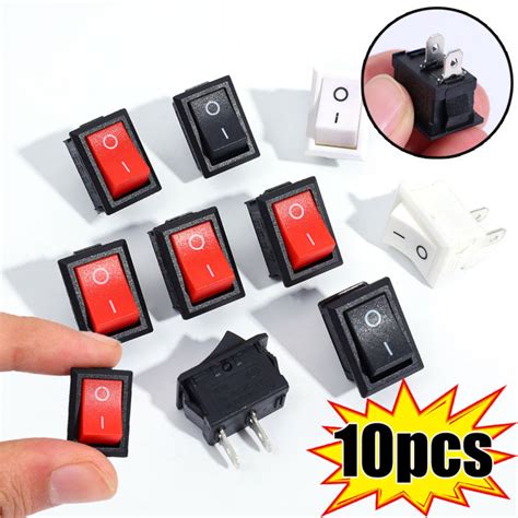 10pcs Push Button Switch 10x15mm Spst 2pin 3a 250v Kcd11 Snap In On Off