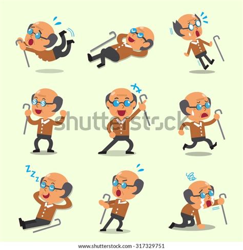 Cartoon Old Man Character Poses Stock Vector Royalty Free 317329751