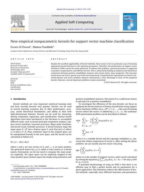 PDF New Empirical Nonparametric Kernels For Support Vector Machine Classification DOKUMEN TIPS