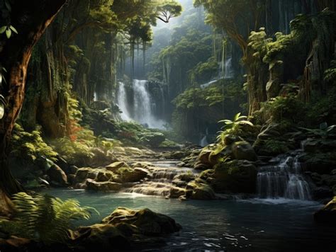 Premium Ai Image Mystical Hidden Waterfall Deep Within A Dense