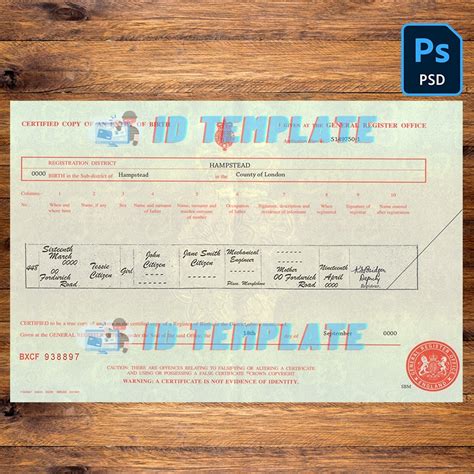 Uk Birth Certificate Psd Template Driving License Template