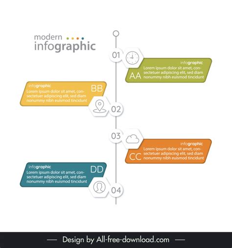 Modern Infographic Template Time Line Geometric Chart Decor Vectors