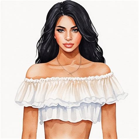 Premium Ai Image Watercolor Illustration A Young Woman In A Short