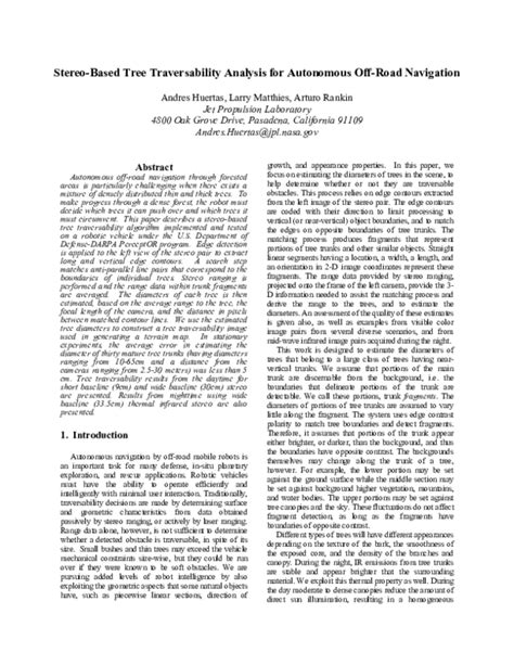 Pdf Stereo Based Tree Traversability Analysis For Autonomous Off Road