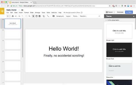 Stop Slide Scrolling In Google Presentation For Google Chrome