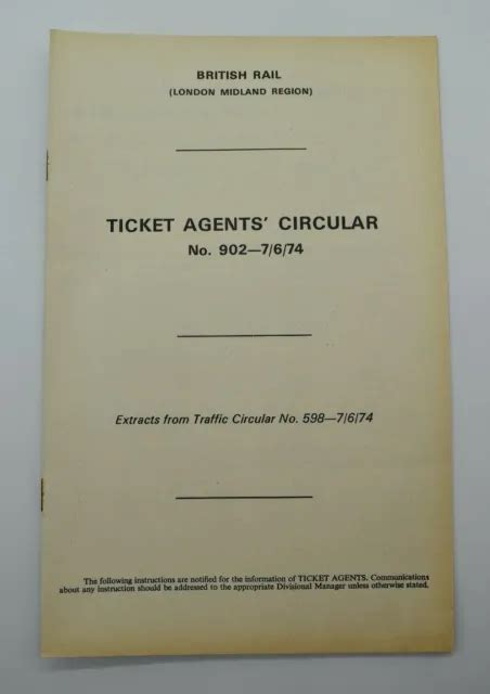 British Rail Lm Region Ticket Agents Circular No 902 7 6 74 Eur 6 28