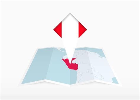 Premium Vector Peru Is Depicted On A Folded Paper Map And Pinned Location Marker With Flag Of Peru