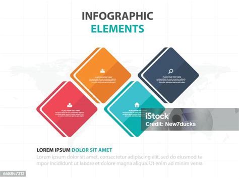 다채로운 둥근 사각형 비즈니스 타임 라인 인포 그래픽 요소 프레 젠 테이 션 서식 파일 추상화 인포그래픽에 대한 스톡 벡터 아트 및 기타 이미지 Istock