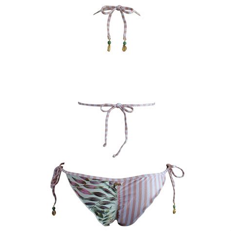 Tropical Leaf And Pink Stripe Bikini Zuzu Swim Hype