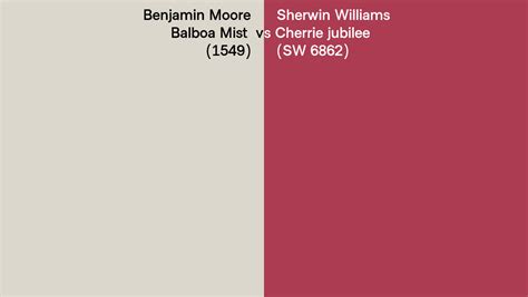 Benjamin Moore Balboa Mist 1549 Vs Sherwin Williams Cherrie Jubilee