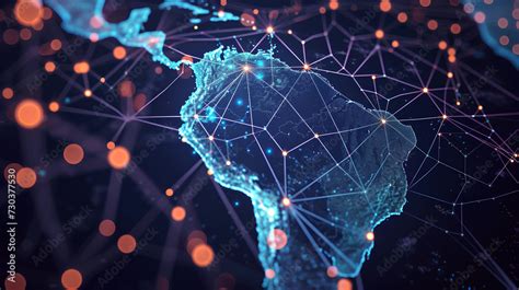 Abstract Digital Map Of South America South American Global Network