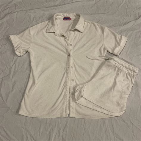 Edikted White Terry Cloth Matching Set Literally Depop