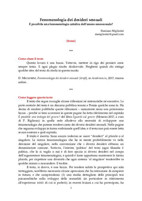 Pdf Fenomenologia Dei Desideri Sessuali
