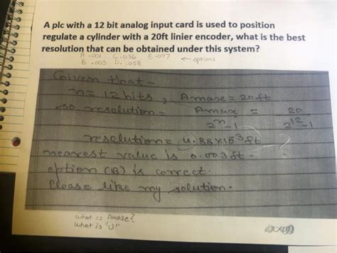 Solved A Plc With A 12 Bit Analog Input Card Is Used To
