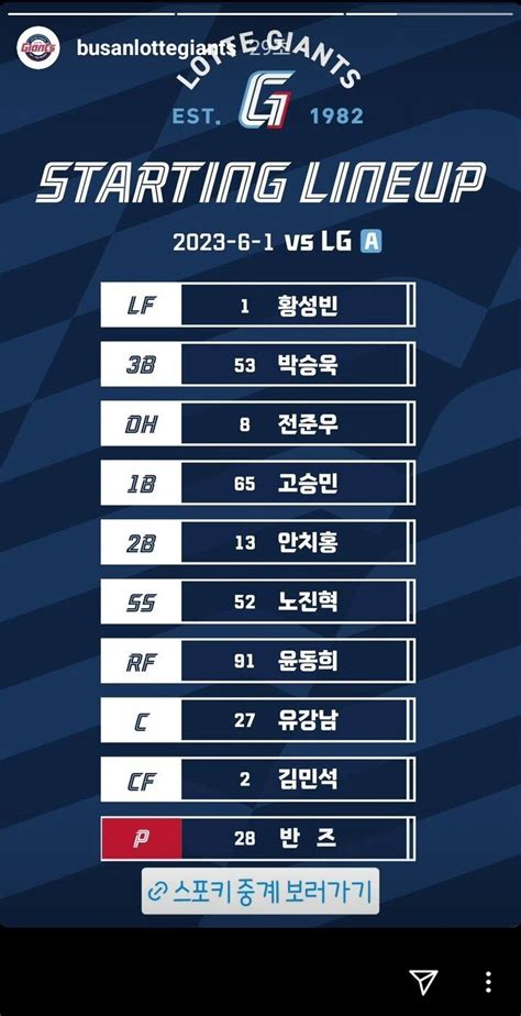 롯데자이언츠 라인업 야구 에펨코리아