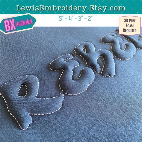 Embossed 3d Puff Embroidery Font Puff Foam Embroidery Font Puffy