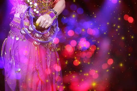 Belly Dancer Wearing Purple Dance Costume Close Up With Bokeh Stock Image Image Of Female