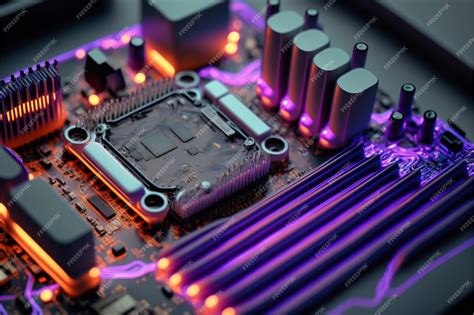 Premium Ai Image The Motherboard Of The Motherboard Has A Purple Glow
