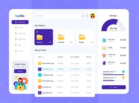 Premium Vector Dashboard Ui Files Management Template Design